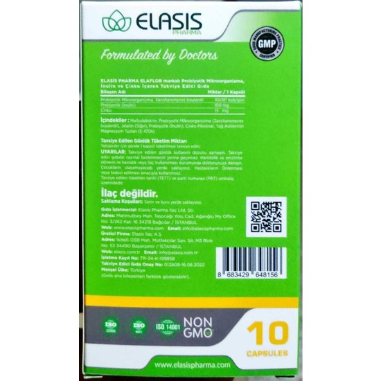 Elasis Pharma Elasis Elaflor 10 Kapsul Inulın ve Çinko Fiyatı