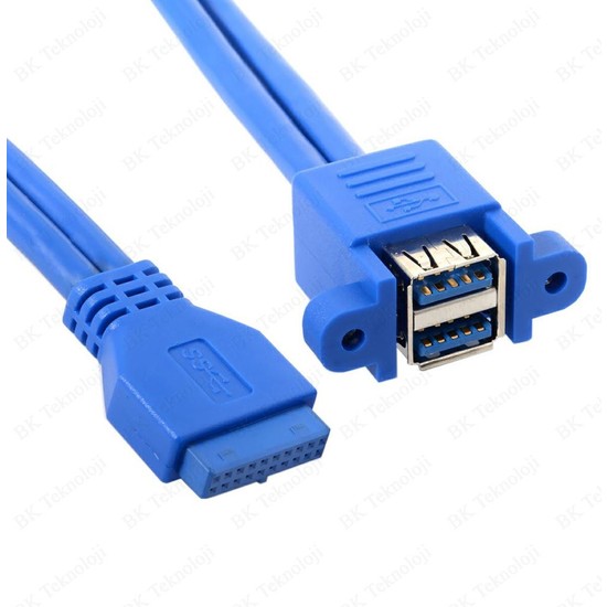 BK Teknoloji 20 Pin USB 3.0 Dişi To 2x USB 3.0 Anakart Panel Fiyatı