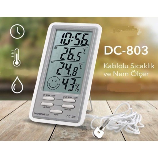 EC Shop Turuncudükkan DC-803 Kablolu Alarmlı Sıcaklık ve Nem Fiyatı