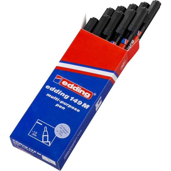 Edding 10 Adet Asetat Kalemi Silgili E-149M Siyah CD Fiyatı
