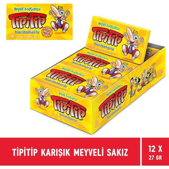 Tipitip Karışık Meyve Aromalı Sakız 27 gr - 12 Adet Fiyatı