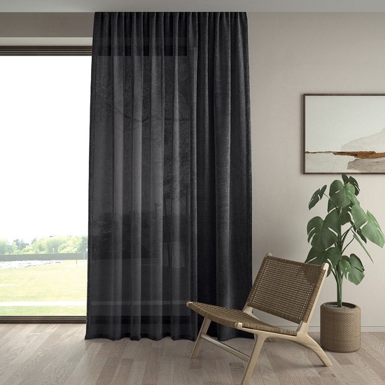 Demor Home Keten Görünümlü Ekstrafor Büzgülü Siyah Yüksek Fiyatı