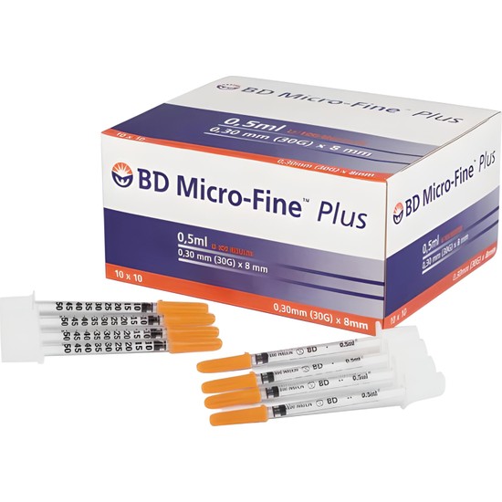 Bd Micro-Fine Plus 0,5 ml (30G) 0,30 mm x 8 mm 1 Paket 100 Fiyatı