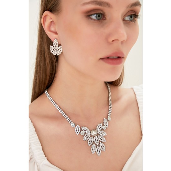 Furtek Aksesuar Kadın Reina Model Kristal Zirkon Taşlı Gümüş Fiyatı