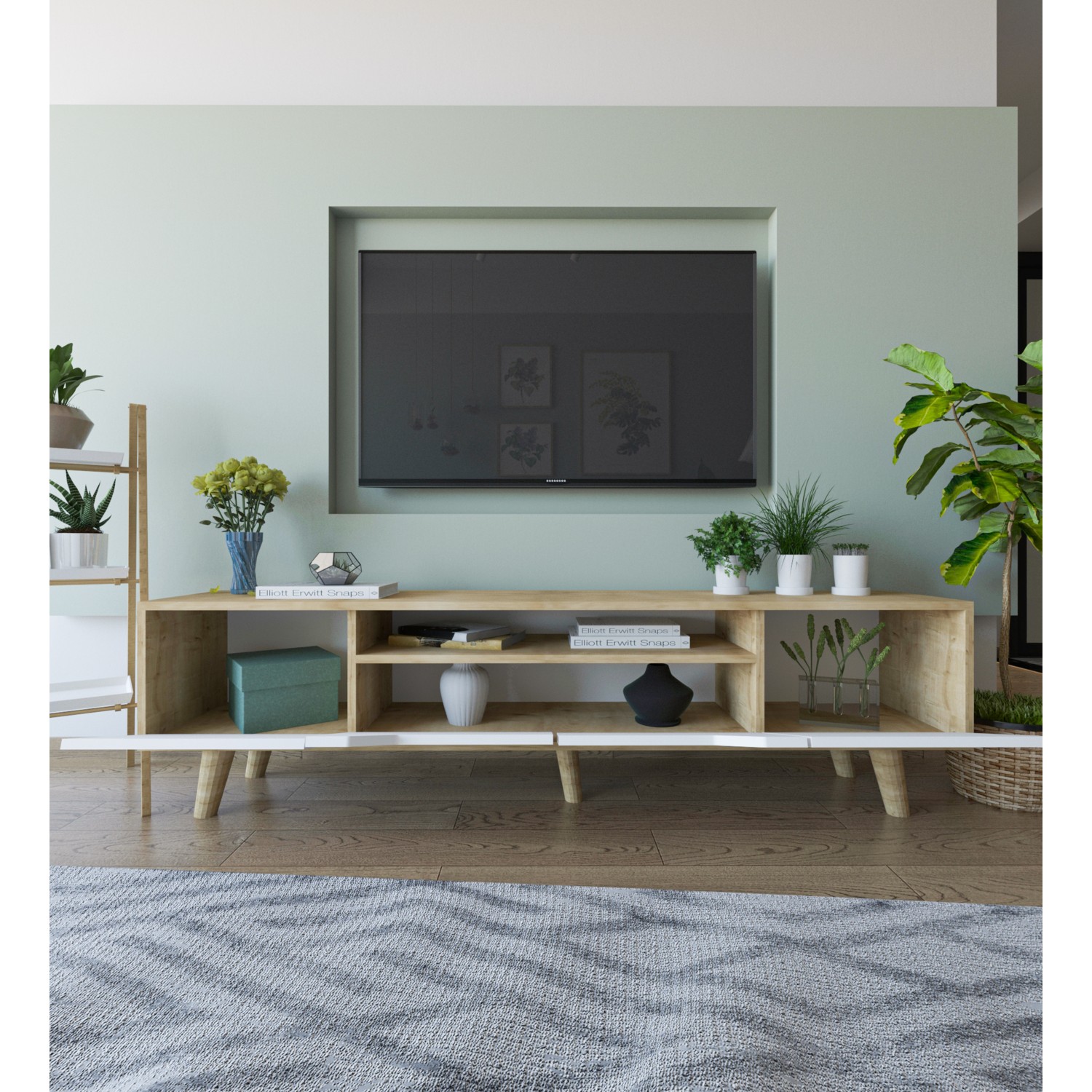 VM VERTEX MOBİLYA Roma Ahşap Ayaklı Tv Ünitesi Tv Sehpası Fiyatı