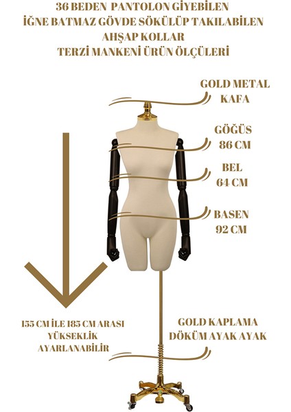 Manken İstanbul Lüks Gold Ayaklı Pantolon Giyebilen 36 Beden Fiyatı