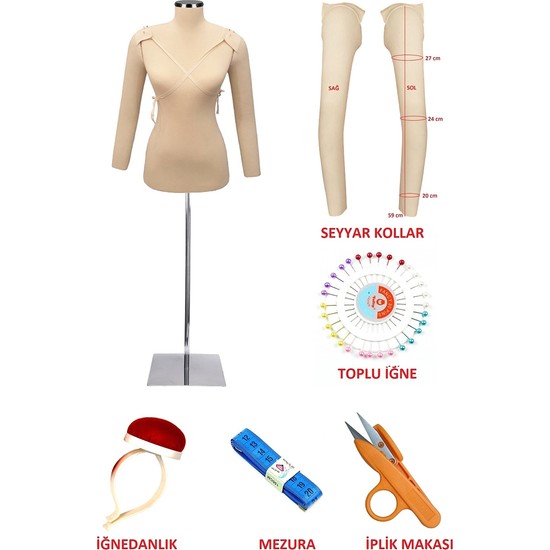 Manken İstanbul Dikiş Seti Seyyar Kollu 38 Beden Sünger Iğne Fiyatı