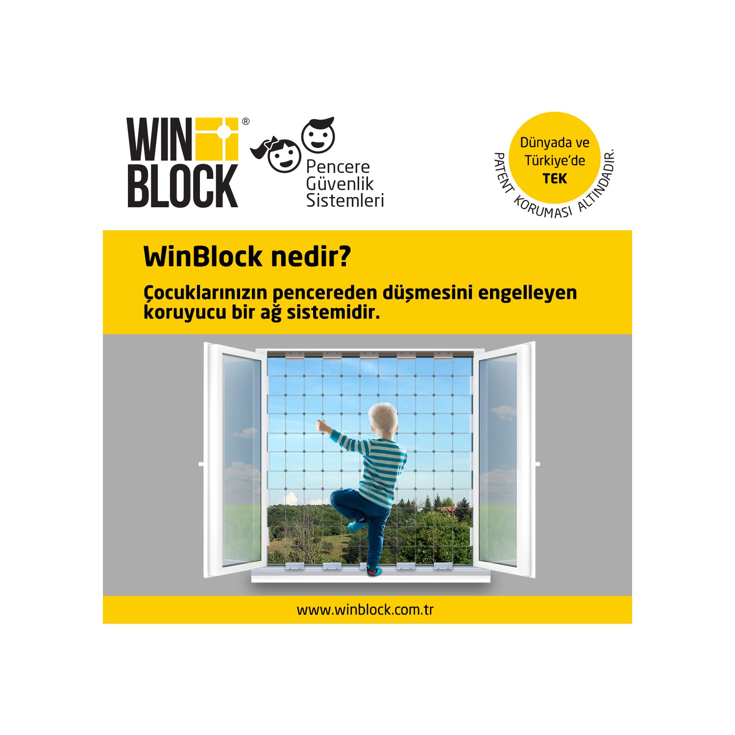 Winblock Çocuk Pencere Çelik Güvenlik Ağı Orta Boy Kutu Fiyatı