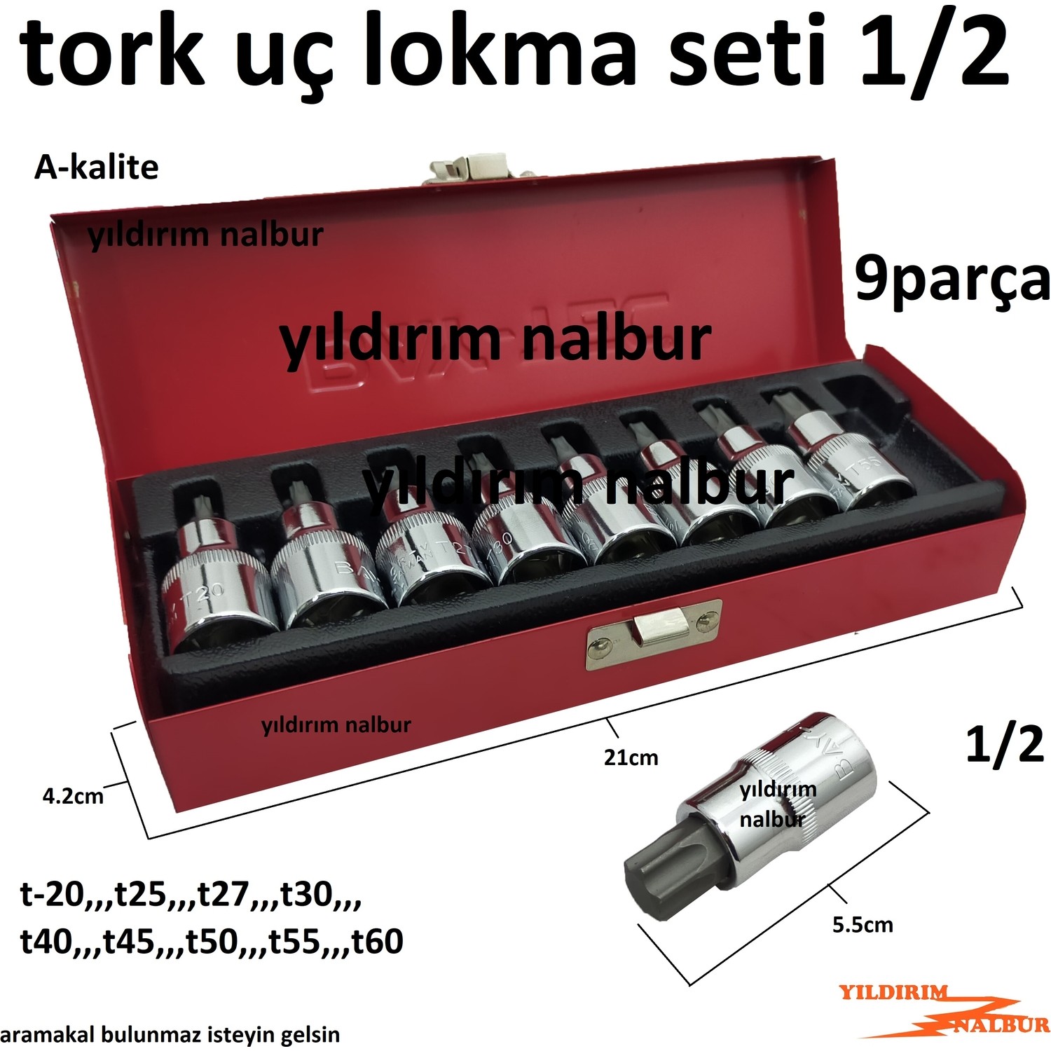 Yıldırım Tork Lokma Seti 1/2 9 Parça T-60 Lokma Kolu Cırcır Fiyatı