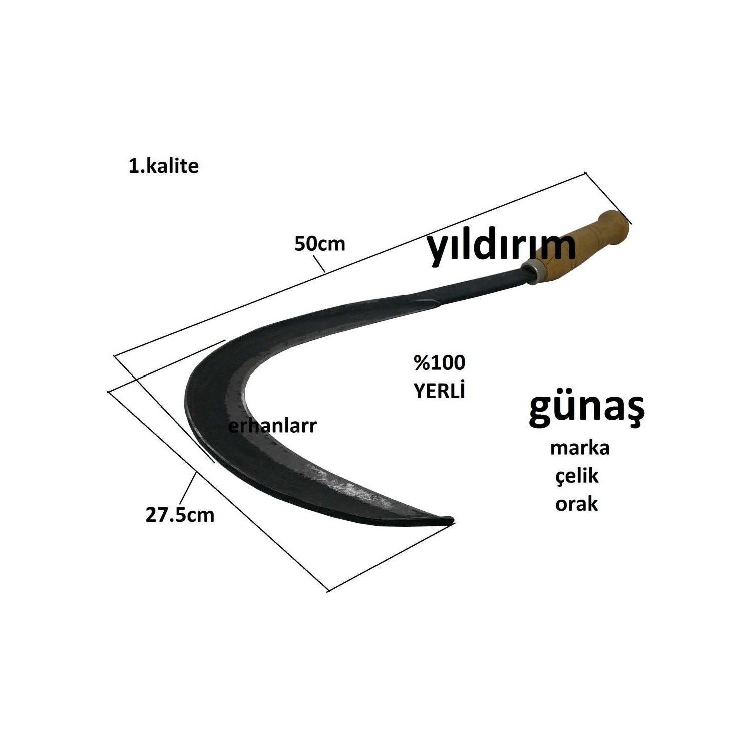 Günaş Orak Saplı Çim Biçme Budama Orak 1.Kalite Fiyatı
