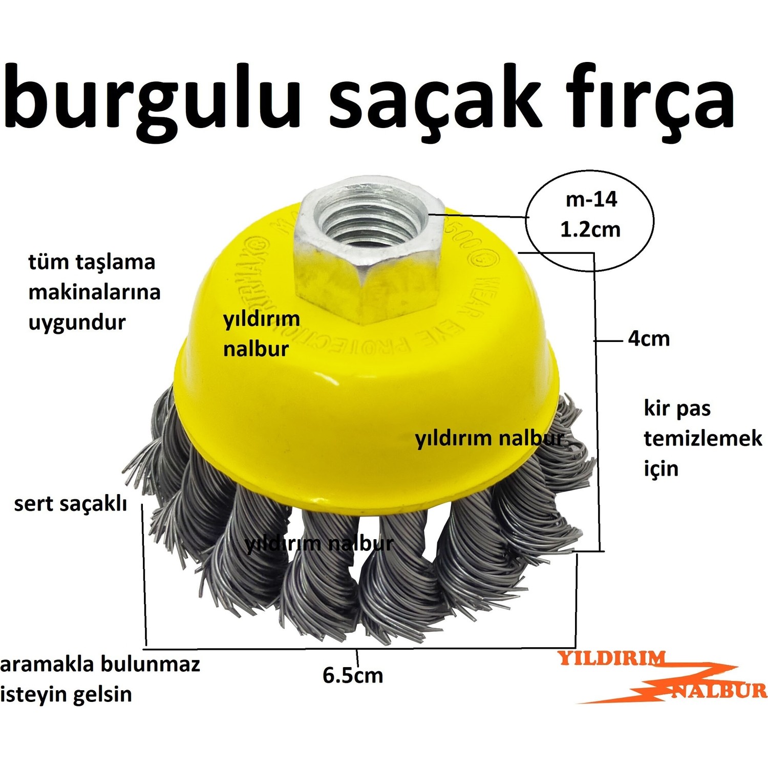 Rtrmax Çanak Fırça 65 Saçak Burgulu Sert Fırça Tel Fırça Fiyatı