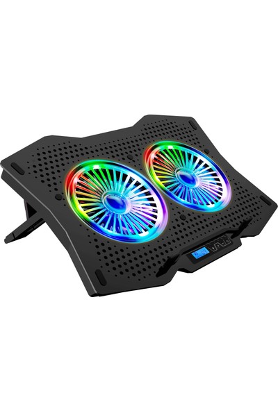Rampage AD-RC9 Tornado Siyah 115 -115 -15mm (2 adet) Fanlı 10''-18'' RGB Işıklı Notebook Soğutucu Stand Rampage AD-RC9 Tornado Siyah 115 -115 -15mm (2 adet) Fanlı 10''-18'' RGB Işıklı Notebook Soğutucu Stand