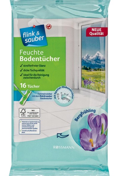 Flink & Sauber Yer Bezi Islak 16'lı Dağ Esintisi Flink & Sauber Yer Bezi Islak 16'lı Dağ Esintisi