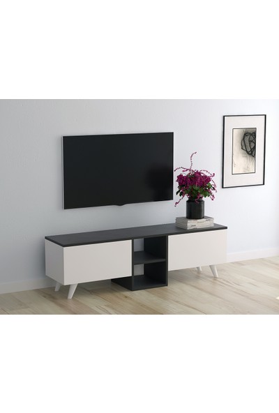 PlatinReyon Ece Tv Ünitesi Dekoratif Tv Sehpası Antrasit 140 cm