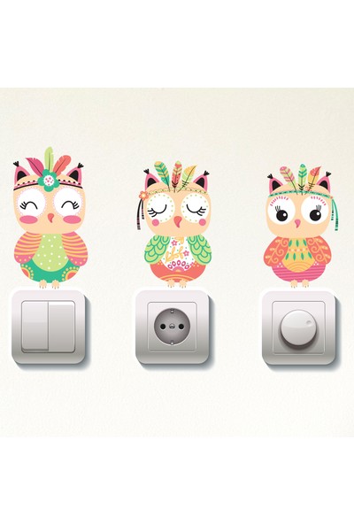 Dekor Loft Pastel Baykuşlar 3'lü Priz Sticker Prz-35 Dekor Loft Pastel Baykuşlar 3'lü Priz Sticker Prz-35