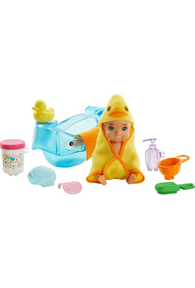 Barbie Bebek Bakıcısı Özellikli Minik Bebekler - Beslenme ve Banyo Zamanı GHV83-GHV84