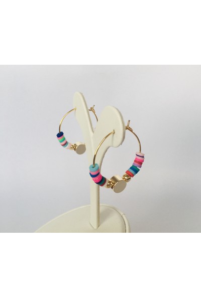 Pearl Beads Fimo Hamurlu Halka Küpe Pearl Beads Fimo Hamurlu Halka Küpe