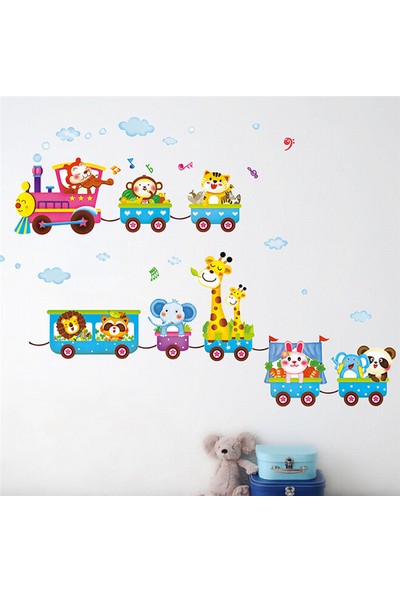 Crystal Kids Bebek Odası Duvar Sticker Neşeli Hayvanlar Tren Crystal Kids Bebek Odası Duvar Sticker Neşeli Hayvanlar Tren