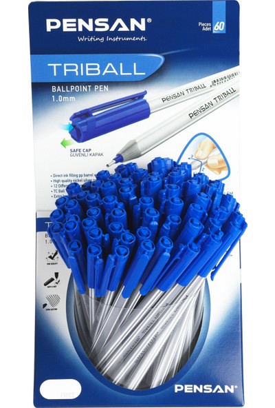 PENSAN TÜKENMEZ TRIBALL 1MM MAVİ 60 LI 01003 PENSAN TÜKENMEZ TRIBALL 1MM MAVİ 60 LI 01003