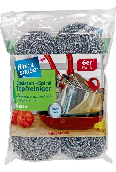 Flink & Sauber Tel Ovucu Spiral Tencere İçin Çelik 6'lı Flink & Sauber Tel Ovucu Spiral Tencere İçin Çelik 6'lı