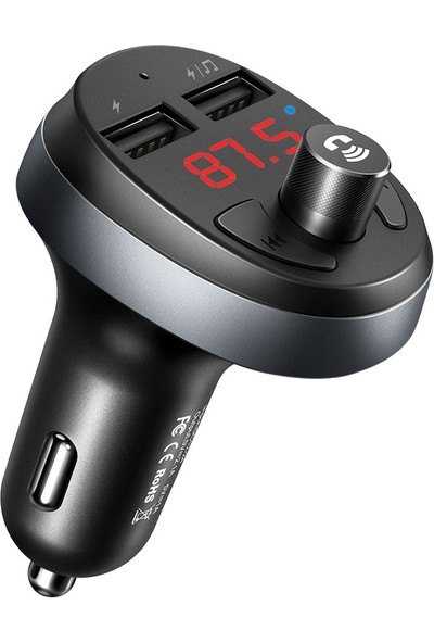 Mcdodo CC-6880 Fm Transmitter 2 Usb Bluetooth 3.1A Siyah Çakmak Şarj Cihazı Mcdodo CC-6880 Fm Transmitter 2 Usb Bluetooth 3.1A Siyah Çakmak Şarj Cihazı