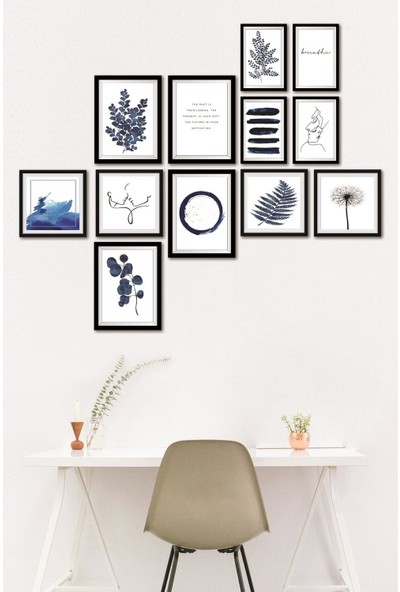 Dekolia 12 Parça Kuşe Kağıt Duvar Posteri Tablo Seti Çerçeve Görünümlü