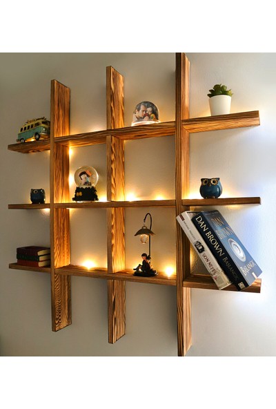 Webotto Ahşap LED Işıklı Dekoratif Çoklu Duvar Rafı Kitaplık Webotto Ahşap LED Işıklı Dekoratif Çoklu Duvar Rafı Kitaplık
