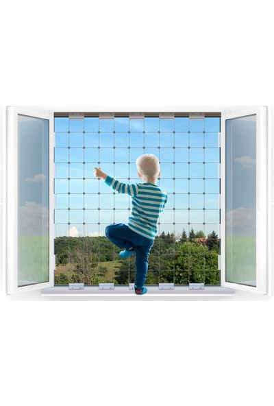 Winblock Çocuk Pencere Çelik Güvenlik Ağı Orta Boy Kutu