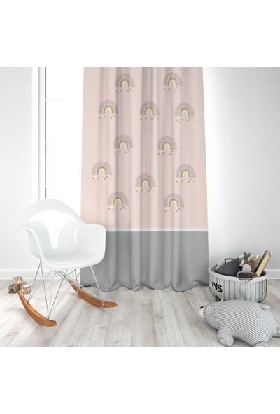 Paria Home Gök Kuşağı Kız Çocuk Odası Fon Perdesi Tek Kanat