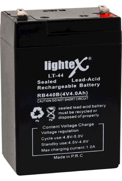 Lıghtex 4 Volt 4AH Amper Kuru Bakımsız Akü Işıldak Aküsü