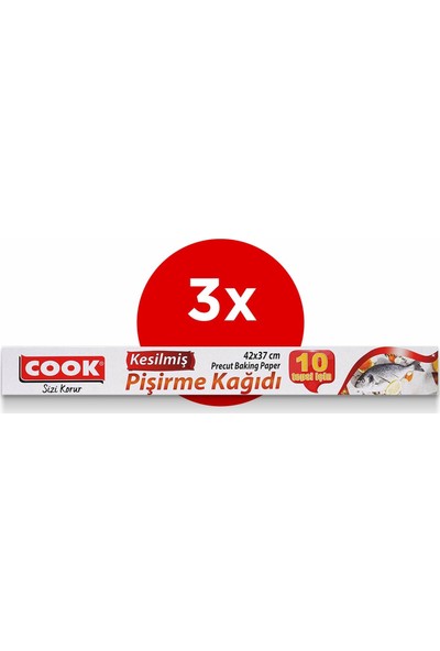 Cook 10'lu Kesilmiş Pişirme Kağıdı 42 x 37 cm 3'lü Paket Cook 10'lu Kesilmiş Pişirme Kağıdı 42 x 37 cm 3'lü Paket