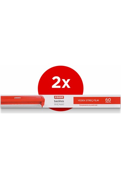 Cook Bas&kes Streç Kesici Yedek Streç Film 30 cm x 60 M 2'li Paket Cook Bas&kes Streç Kesici Yedek Streç Film 30 cm x 60 M 2'li Paket