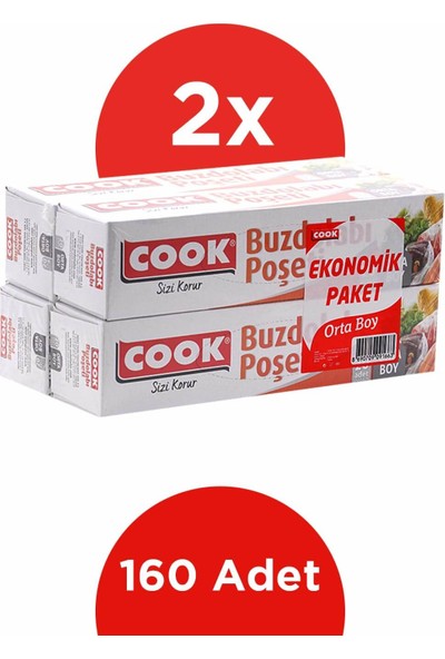Cook Buzdolabı Poşeti 3+1 Orta Boy 24 x 38 cm Ekonomik 2'li Paket Cook Buzdolabı Poşeti 3+1 Orta Boy 24 x 38 cm Ekonomik 2'li Paket