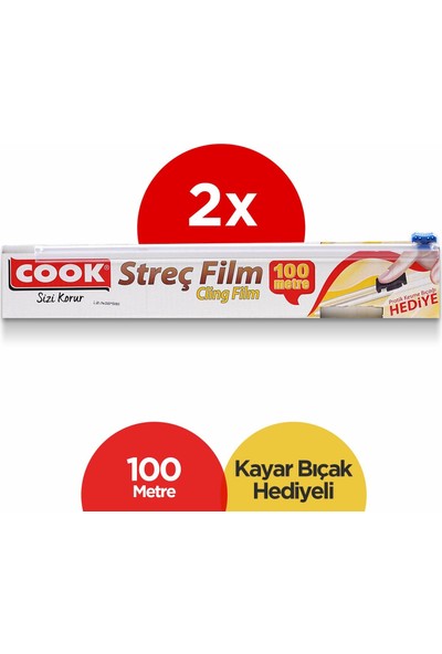 Cook Streç Film 100 M x 30 cm 2'li Paket Cook Streç Film 100 M x 30 cm 2'li Paket