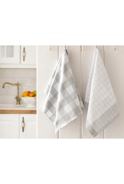 English Home Cyrstal Pamuk 2'li Kurulama Bezi 40 x 60 cm Gri