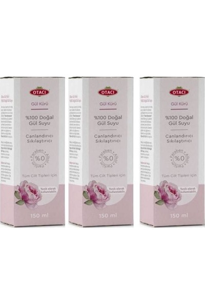 Otacı Doğal Gül Suyu 3'lü 150 ml Otacı Doğal Gül Suyu 3'lü 150 ml