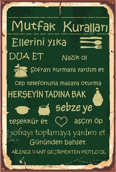 Hayat Poster Murfak Kuralları Tablosu Retro Vintage Ahşap Poster