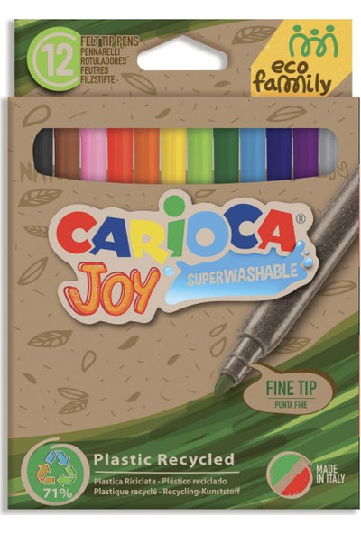 Carioca Eco Famıly Joy Süper Yıkanabilir Keçeli Boya Kalemi 12'li