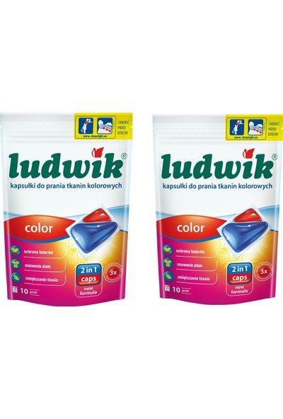 Ludwik Ikisi Bir Arada Sıvı Kapsül Çamaşır Deterjanı Renkliler Için 10 + 10 Yıkama Ludwik Ikisi Bir Arada Sıvı Kapsül Çamaşır Deterjanı Renkliler Için 10 + 10 Yıkama