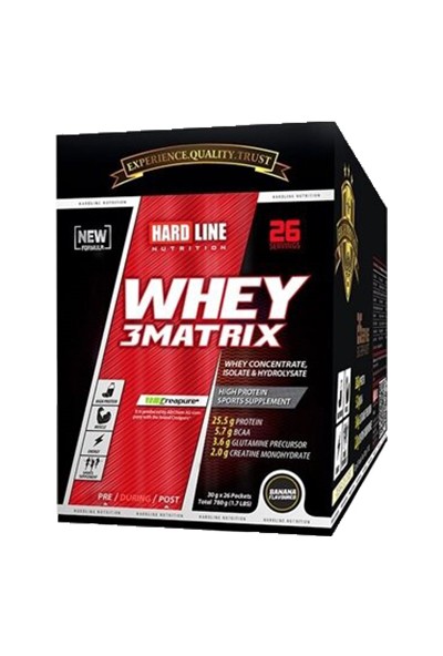 Hardline Whey 3 Matrix 30 gr 26 Saşe Protein Tozu Muz Aromalı Hardline Whey 3 Matrix 30 gr 26 Saşe Protein Tozu Muz Aromalı