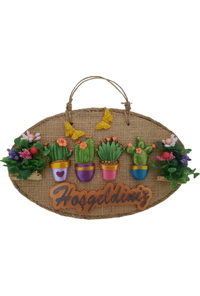 Mixperi Çiçeklerin Büyüsü Hoşgeldiniz Yazılı Kapı Süsü