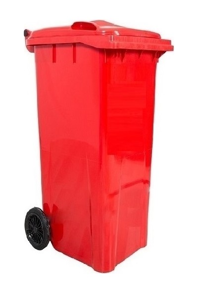 Safell Plastik Çöp Konteyneri 120 Litre Konteyner - A+ Isıya Karşı Dayanıklı Malzeme - Kırmızı