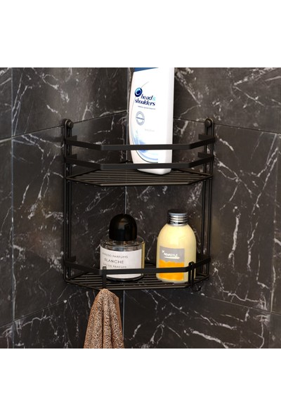 Tekno-tel 2 Katlı Banyo Rafı Mat Siyah Es075H Tekno-tel 2 Katlı Banyo Rafı Mat Siyah Es075H