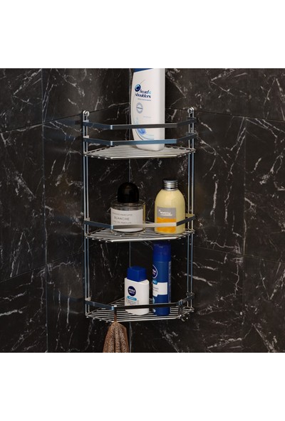 Tekno-tel 3 Katlı Banyo Köşe Rafı Krom Es076H Tekno-tel 3 Katlı Banyo Köşe Rafı Krom Es076H