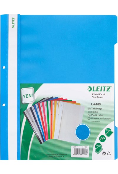 Leitz 4189 Plastik Telli Dosya 50'li Mavi