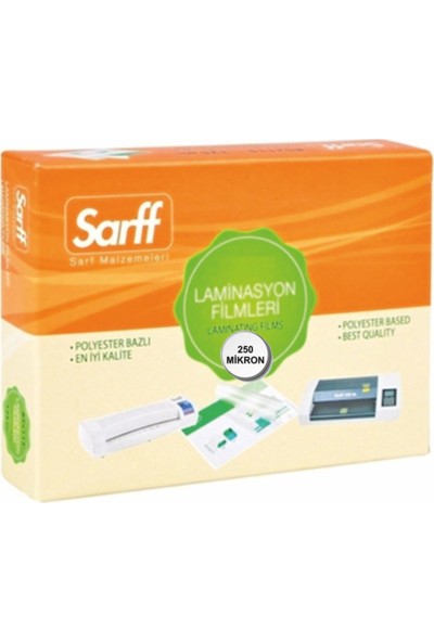 Sarff 250 Mikron Parlak A4 Pvc Laminasyon Filmi 50'li