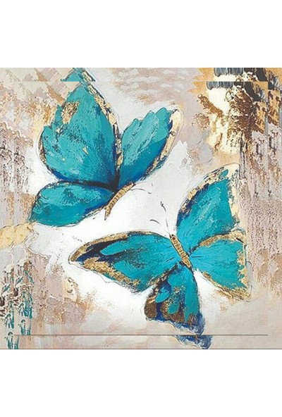 Hobimania Tablo Dekoratif Kelebekler Yeşil Dekor 50 x 70 cm Ledli