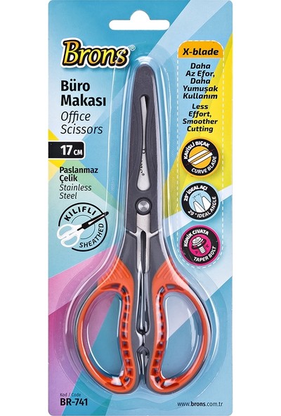 Brons BR-741 17 cm Kılıflı Korumalı Makas