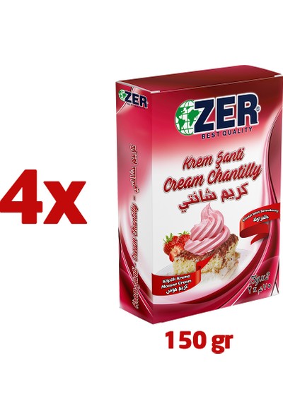 Zer Çilekli Krem Şanti 150 gr x 4 Kutu