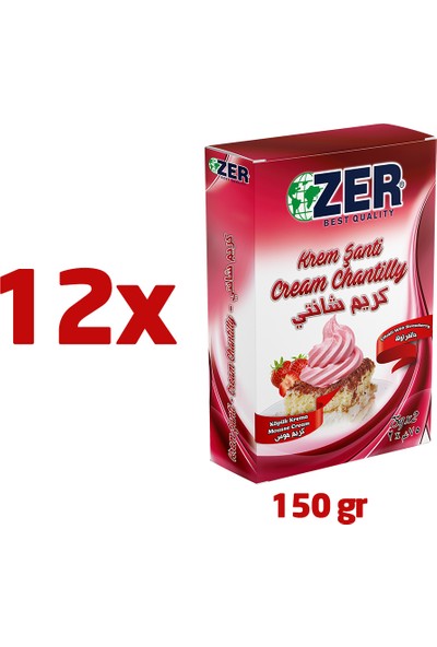 Zer Çilekli Krem Şanti 150 gr x 12 Kutu